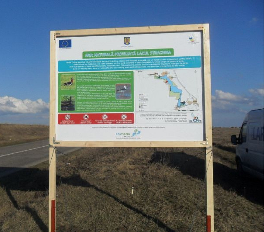 Panouri informative la Lacul Strachina • Societatea Ornitologică Romană